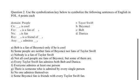 Y Question 2 Use The Symbolization Key Below To