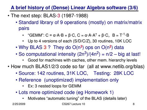 ppt cs 267 dense linear algebra history and structure parallel