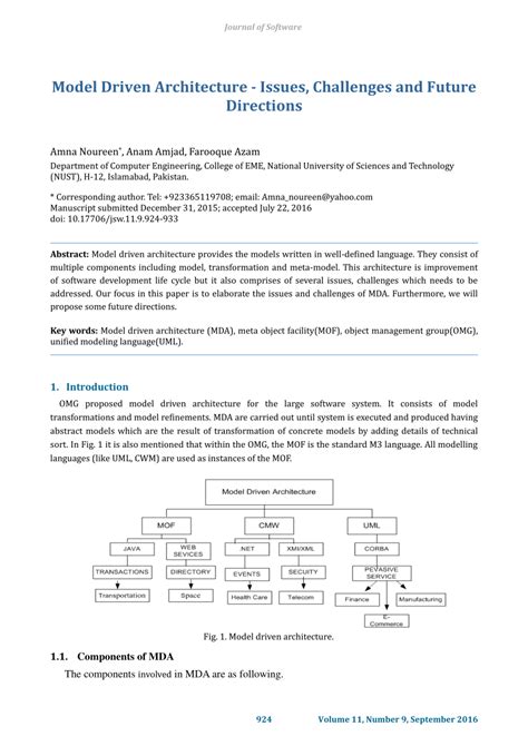 Pdf Model Driven Architecture Issues Challenges And Future Directions