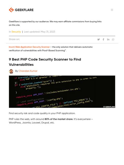 9 Best Php Code Security Scanner To Find Vulnerabilities Pdf Php Vulnerability Computing