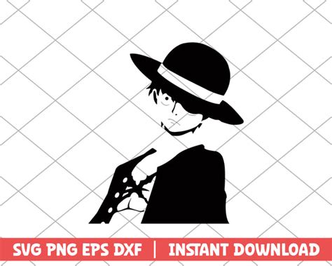 One Piece Luffy Black White Anime Svg Svg Files For Cricut