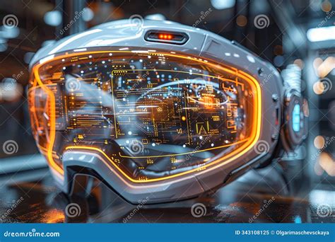 Futuristic Looking Pair Of Goggles With A Glowing Orange Lens The