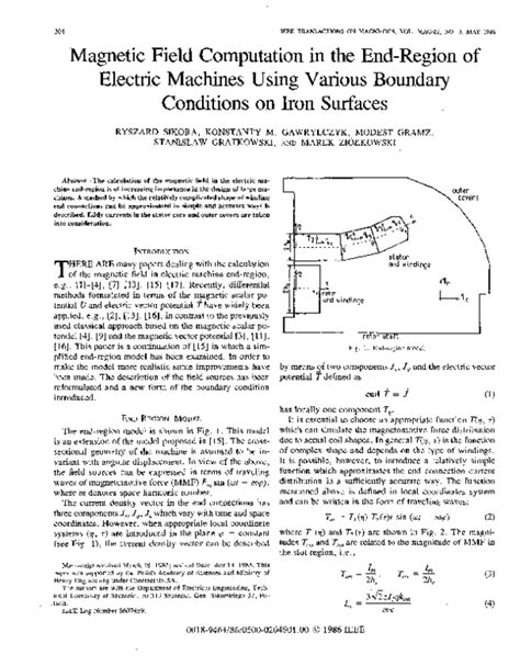 Pdf Magnetic Field Computation In The End Region Of Electric Machines Using Various Boundary