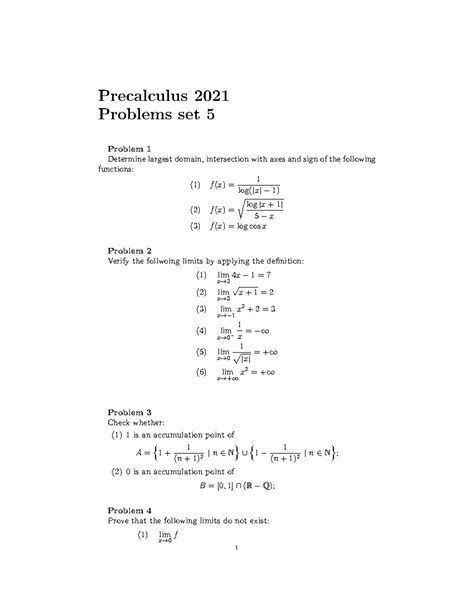Problems Set 5 Precalculus 2021 Problems Set 5 Problem 1 Determine