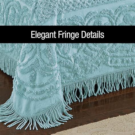 Chenille Bedspread Elegant Plaid And Twisted Rope Pattern With Fringe