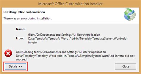 Troubleshooting Installation Of Add Ins Templafy Help Center