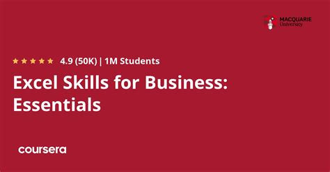Excel Skills For Business Essentials Coursera