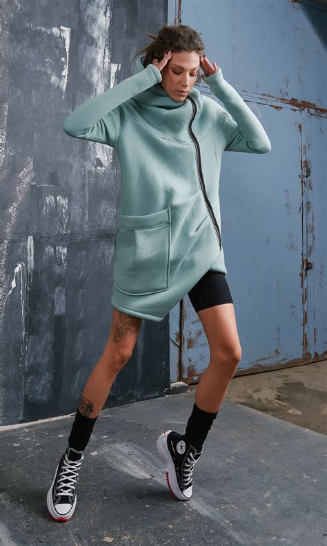 Cotton Fleece Hoodie With Asymmetric Closure Aakasha