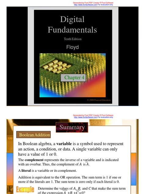 Digital Fundamentals Ch4 Pdf Boolean Algebra Teaching Mathematics