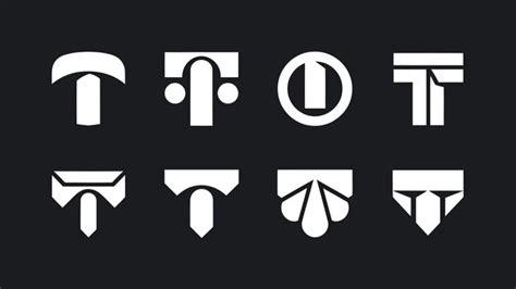 Коллекция современных минималистских букв алфавита T логотип минимальной формы букв T набор икон