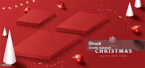 메리 크리스마스 배너 제품 디스플레이 광장 모양과 축제 장식 0명에 대한 스톡 벡터 아트 및 기타 이미지 0명 3차원 형태 강단 Istock