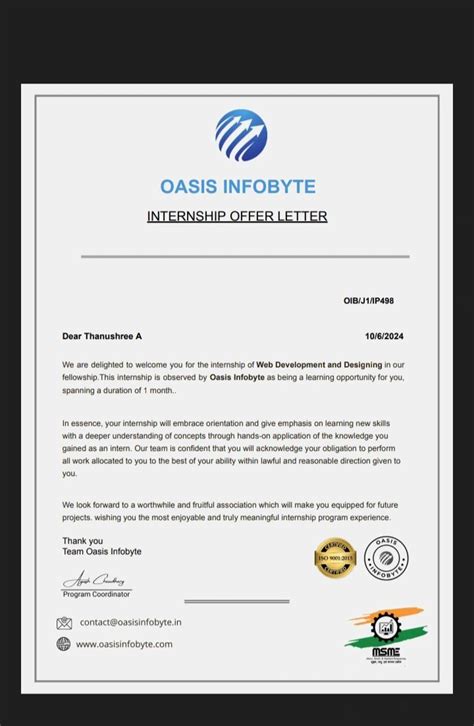 Thanu Gowda On Linkedin Oasisinfobyte Internship Webdevelopment
