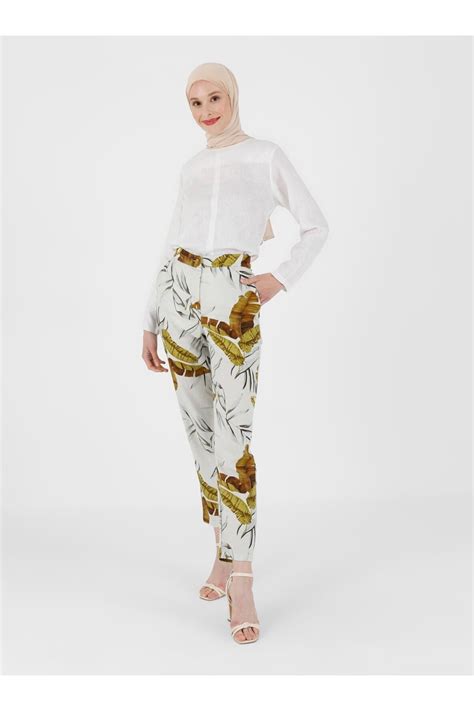 Refka بنطلون من مزيج الكتان أخضر زيتي رمادي النساء 8217003 مسواگ