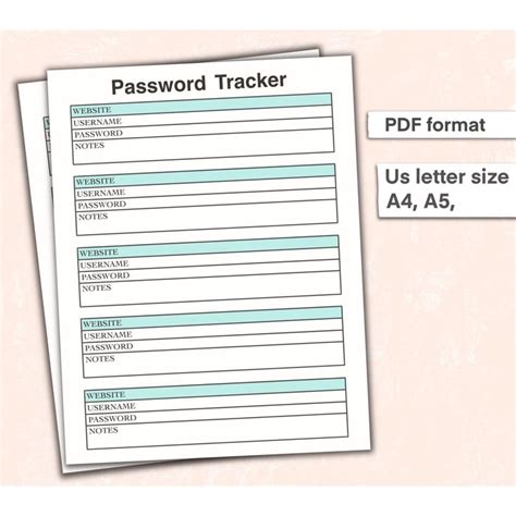 Password Tracker Printable Password Log Print At Home Plan Inspire
