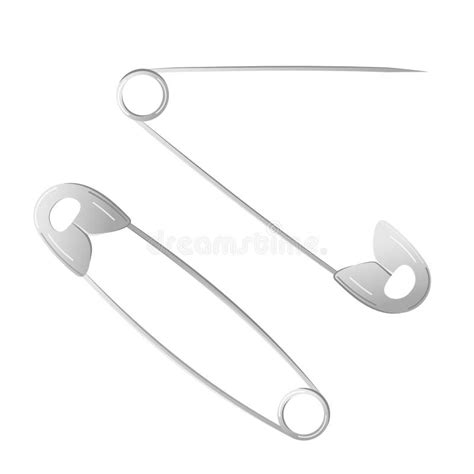 Open And Closed Safety Pin Vector Illustration Stock Vector