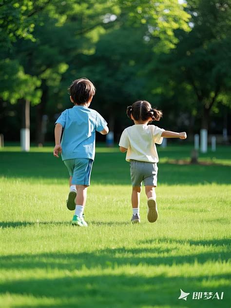 儿童照片 草地 奔跑 两个外国小孩 1 花瓣网