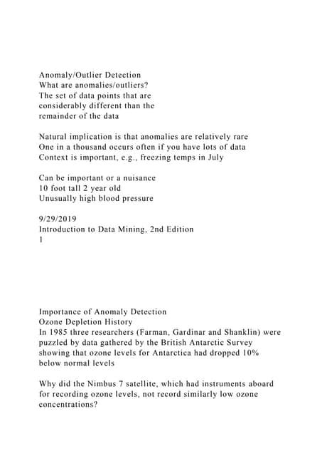 Anomalyoutlier Detectionwhat Are Anomaliesoutliersthe Set Docx
