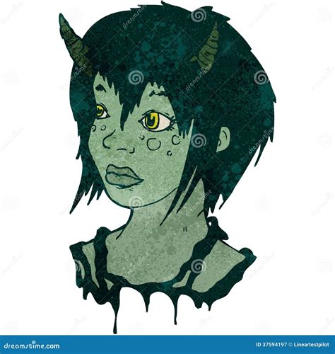 Retro Cartoon Devil Girl Stock Vector Illustration Of Woman 37594197