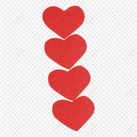 Four Red Handmade Felt Love Heartsdecorations Valentines Daycarmine