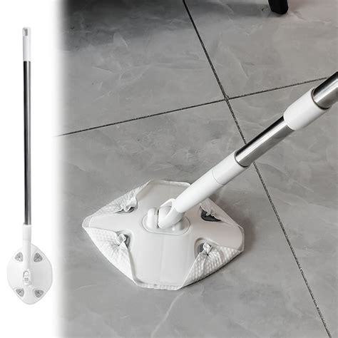 Yimwnyi 360° Rotating Triangular Mop With Telescopic Pole Wall Mounted Storage And Versatile