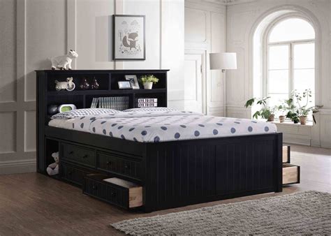 Dillon Queen Bookcase Captains Bed With 2 To 4 Storage Drawers