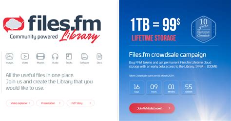 Filesfm Library Lifetime Storage And Token Crowdsale