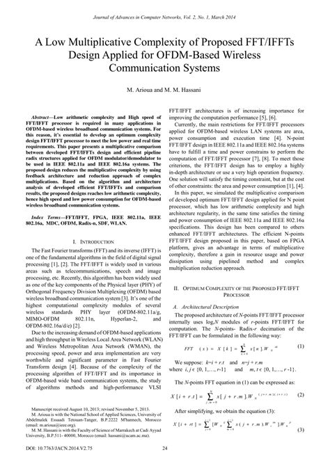 Pdf A Low Multiplicative Complexity Of Proposed Fftiffts Design