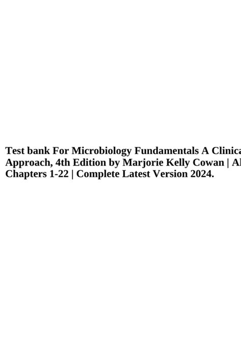 Test Bank For Microbiology Fundamentals A Clinical Approach 4th
