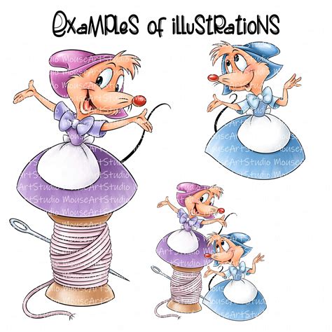 Digital Clip Art Mice Cinderellas Helpers Sublimation Printing
