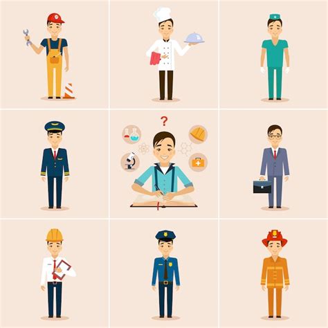 교육의 개념 소년은 직업을 선택 프리미엄 벡터