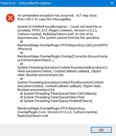 Crashes ACT When Enabled As Of Version 2 0 5 0 Of The FFXIV Parsing