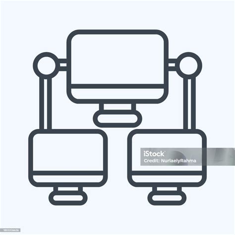 아이콘 연결 컴퓨터 통신 기호와 관련이 있습니다 선 스타일 심플한 디자인 편집 가능 간단한 일러스트레이션 개발에 대한 스톡 벡터