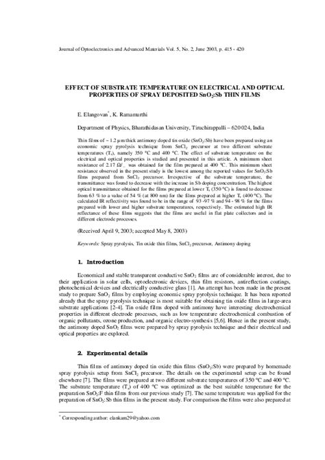 Pdf Effect Of Substrate Temperature On Electrical And Optical Properties Of Bi2cds4 Films