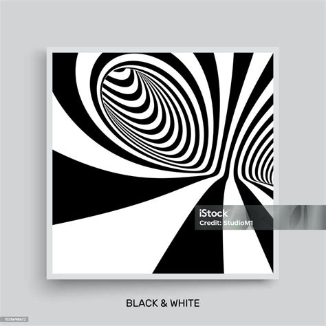 터널입니다 광학 환영입니다 블랙 앤 화이트 줄무늬 배경을 추상화 합니다 디자인 서식 파일을 커버 3 차원 벡터 그림입니다 0명에 대한 스톡 벡터 아트 및 기타 이미지