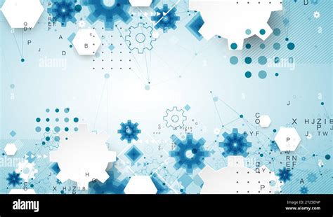 Abstract Technological Background With Cogwheels And Plexus Effect Vector Stock Vector Image