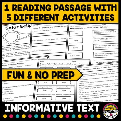 Solar Eclipse 2024 Reading Comprehension Passage Questions And Activity