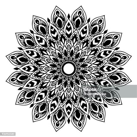 만다라 색칠에 대 한입니다 장식 둥근 장식품입니다 특이 한 꽃 모양입니다 동양 벡터 안티 스트레스 치료 패턴입니다 디자인 요소를 짜 다 요가 기호 벡터 0명에 대한 스톡