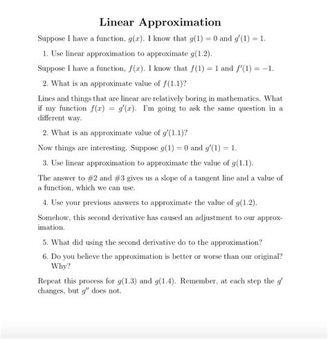 solved linear approximation suppose i have a function g x