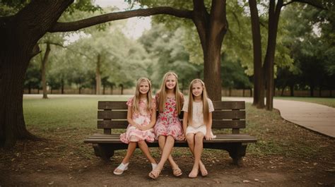 Park Bench Three Girls Sitting On A Backgrounds  Free Download