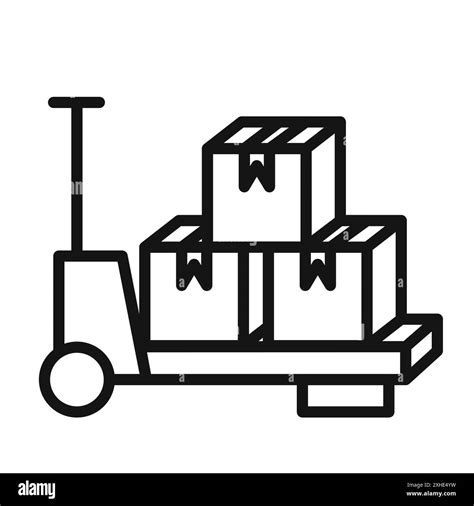 Hand Pallet Jack Icon Vector Symbol Or Sign Set Collection In Black And White Outline Stock