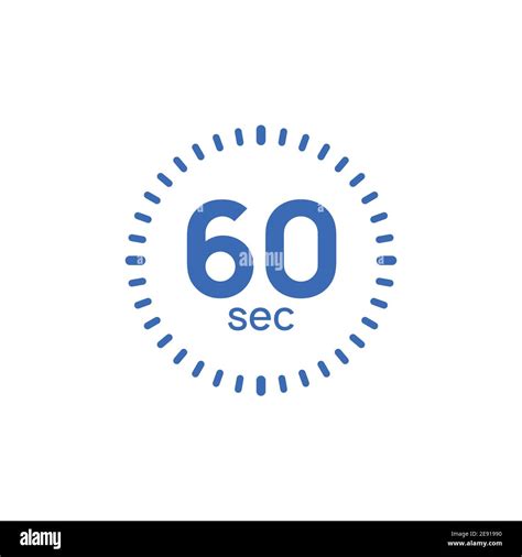 60 Second Timer Clock 60 Sec Stopwatch Icon Countdown Time Digital Stop Chronometer Stock