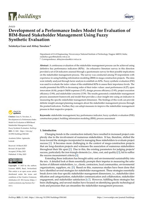 pdf development of a performance index model for evaluation of bim