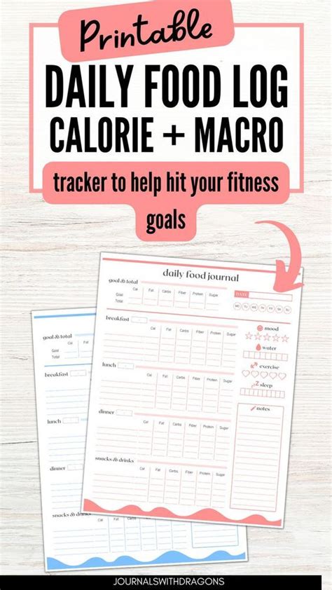 Printable Daily Food Diary Template Calorie And Macro Tracker Log