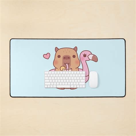 Cute Capybara With Flamingo Pool Float For Summer Art Board Print For
