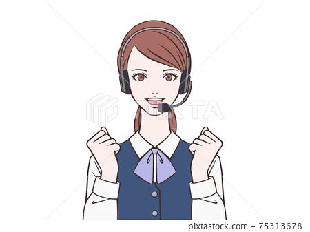 操作員女人做膽量的姿勢 插圖素材 75313678 PIXTA圖庫