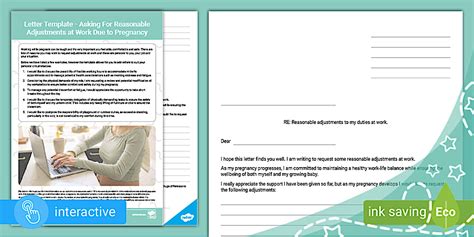 Free Letter Template Asking For Work Adjustments For Pregnancy