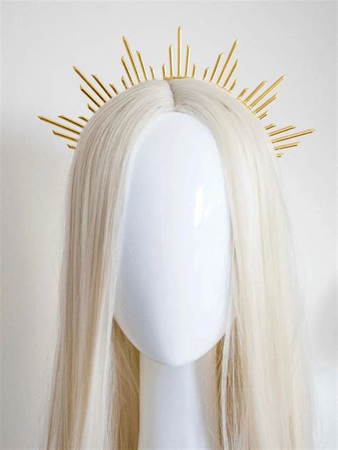 1pc Gold Metal Sun Crown Goddess Headpiece Queen Crown Bridal Headband