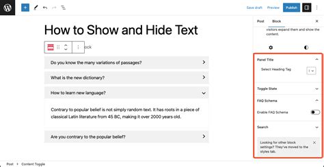 How To Show And Hide Text In Wordpress Step By Step Themedev