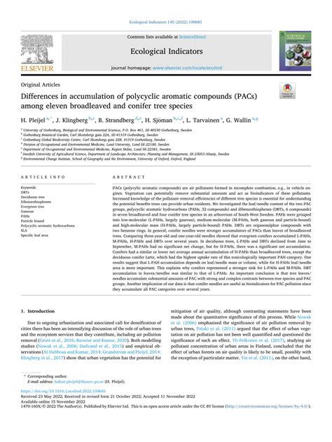 Pdf Differences In Accumulation Of Polycyclic Aromatic Compounds
