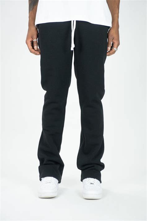 475 Fleece Stacked Sweatpants Black Rebel Minds